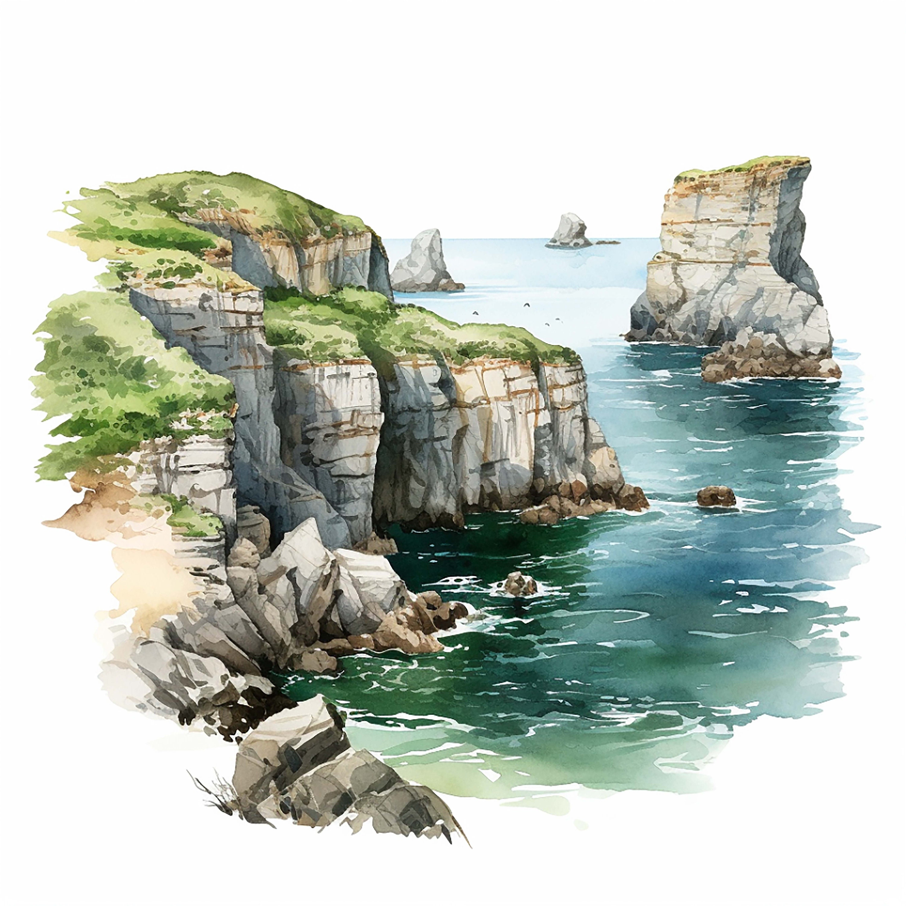Coastal Cliff Clipart High Quality Png Scenic Clipart - Etsy