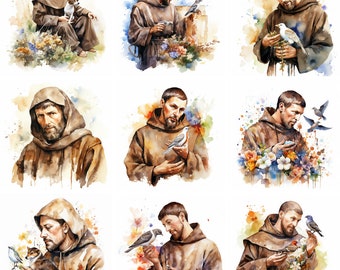 St. Francis of Assisi Clipart Bundle Color and Black/white - Etsy