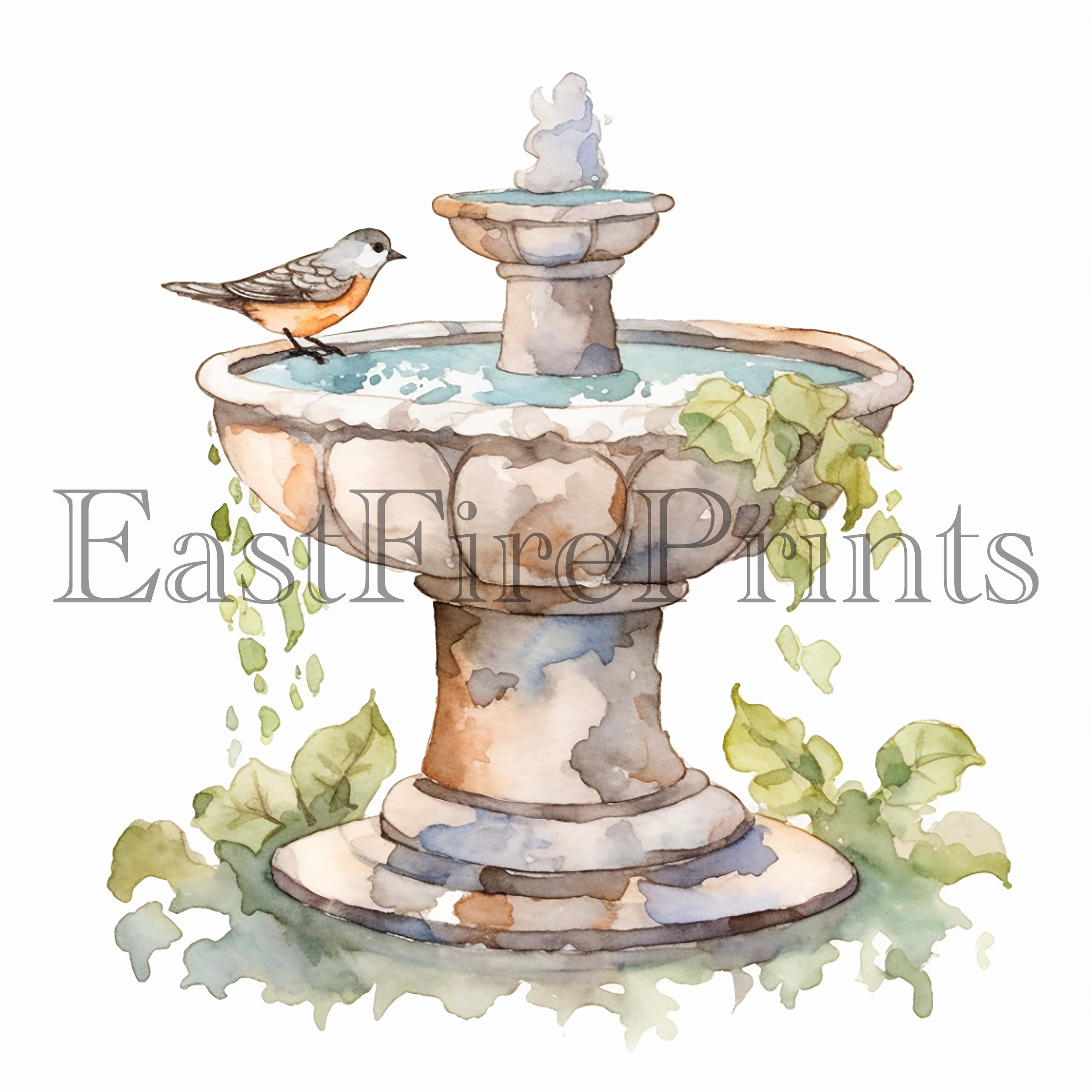20 PNG Watercolor Birdbaths Clipart Instant Download Bird - Etsy