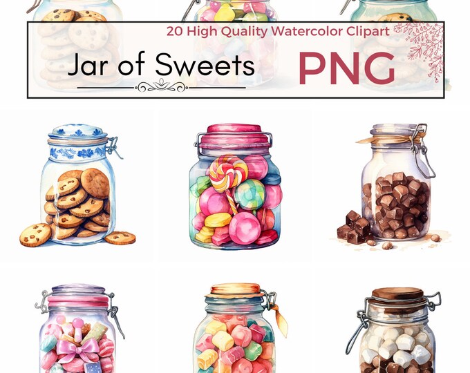 Watercolor Cookie Jar Clip Art - Candy Jar & Cookie Jar Cute - PNG ...