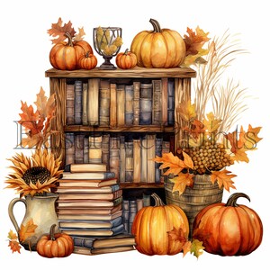 Autumn Library Clipart, Autumn Prints, Fall Png, Halloween Clipart ...