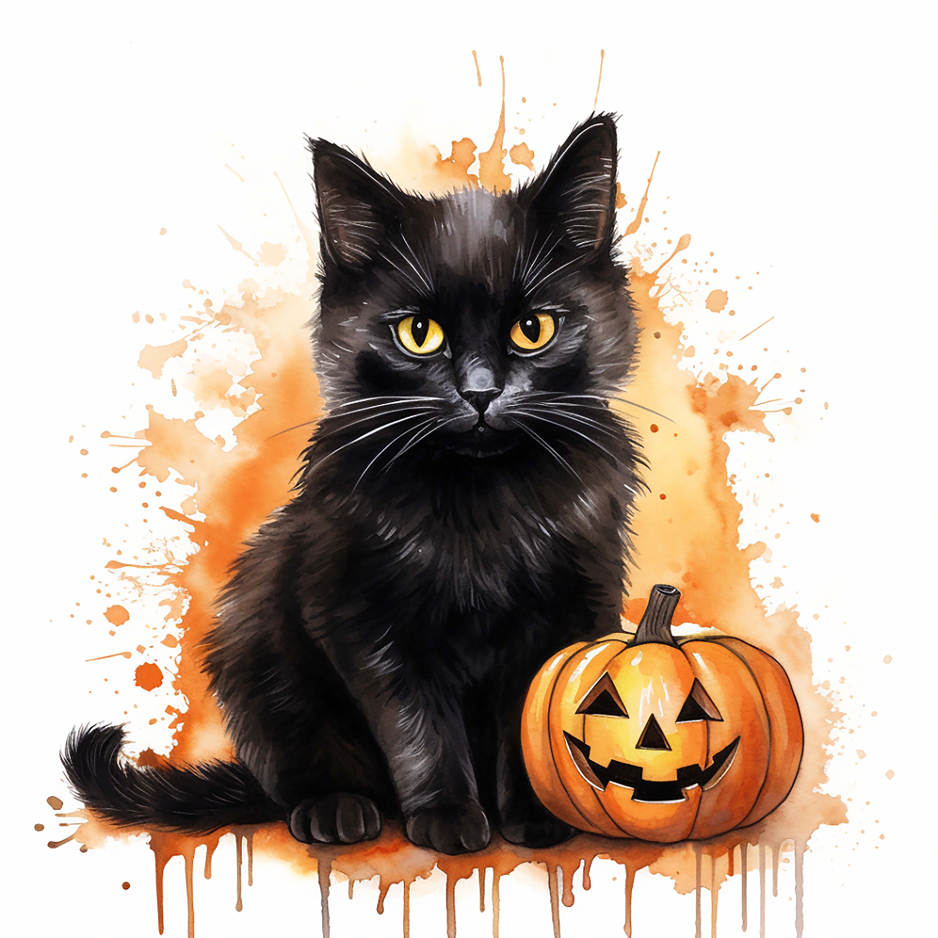 Halloween Black Cat Clipart High Quality Png Halloween - Etsy
