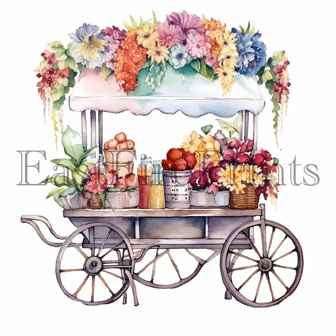 20 Watercolor Floral Flower Cart Clipart Floral Design PNG - Etsy