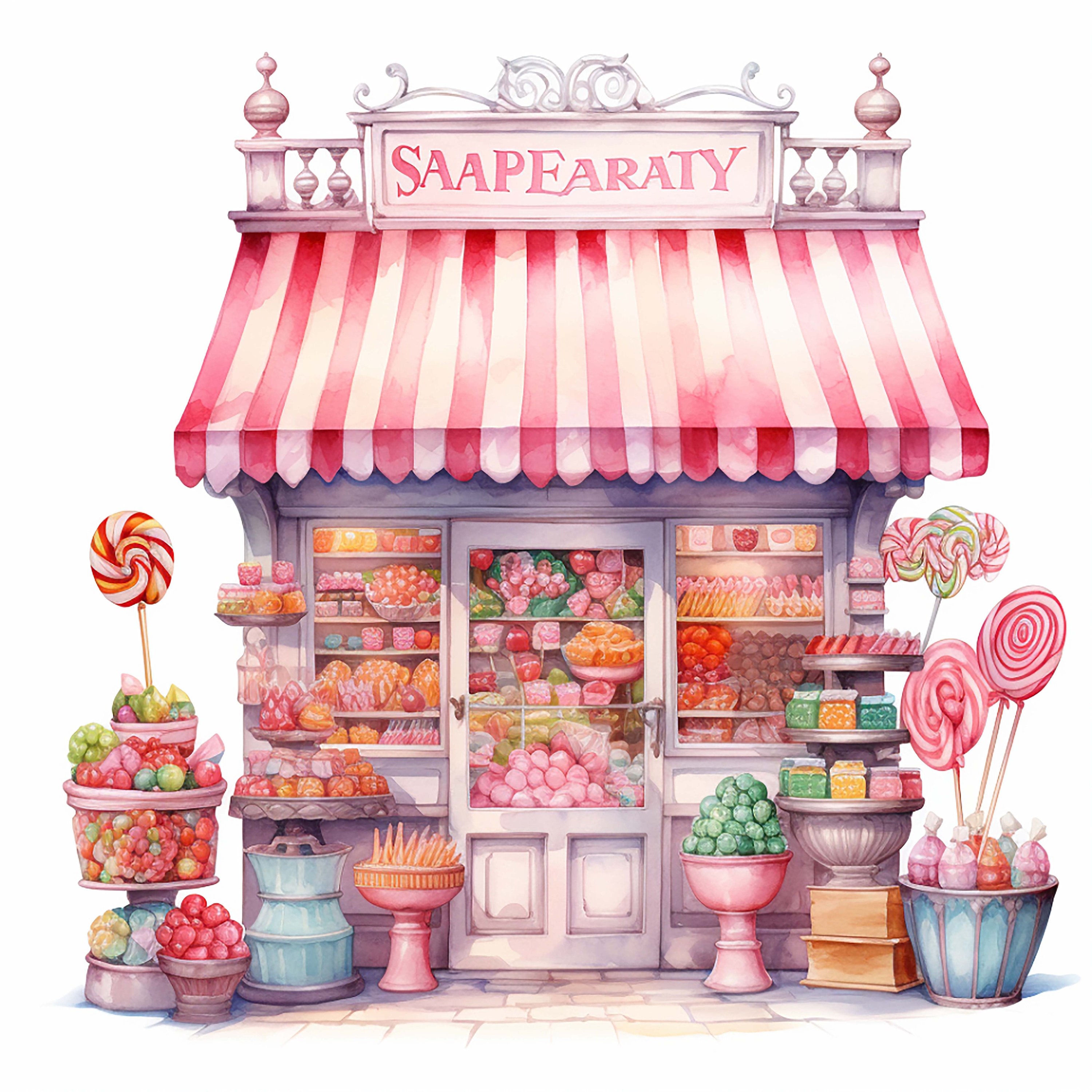 Watercolor Candy Shop Clipart Dessert Clipart Sweets Clipart - Etsy