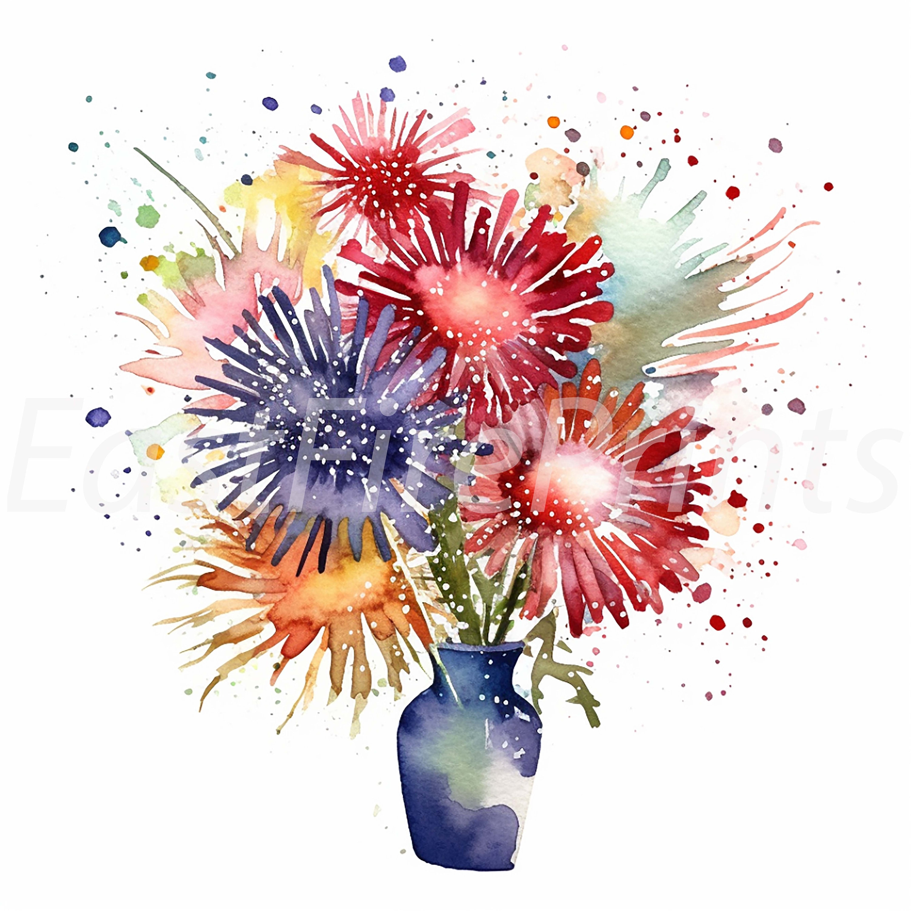 Watercolor 4th of July Floral Clipart Collection 3 Patriotic - Etsy