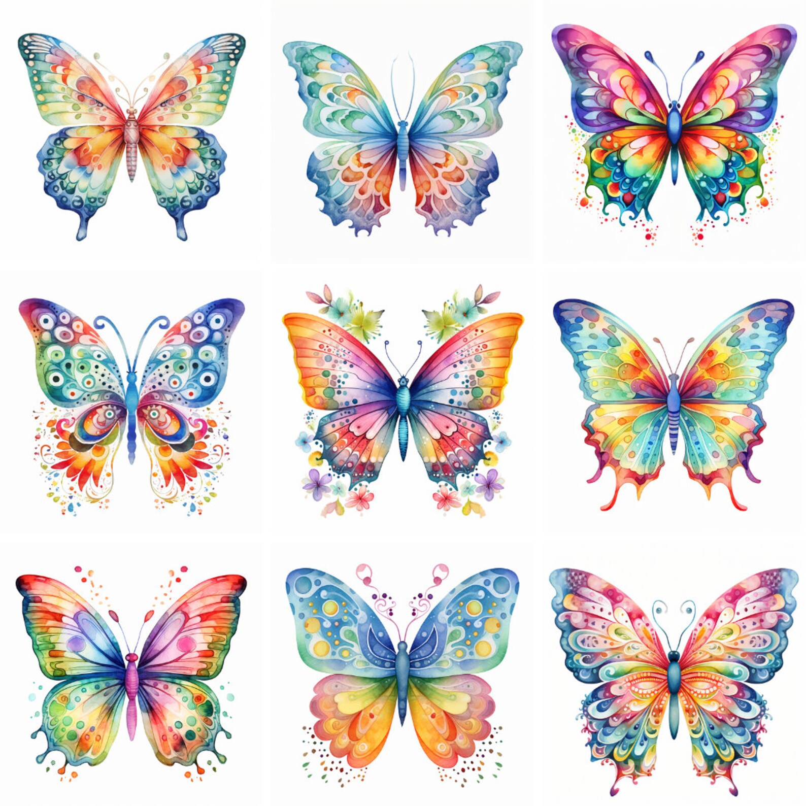 20 Retro Butterfly Watercolor Clipart Hippie Png Retro Clip - Etsy