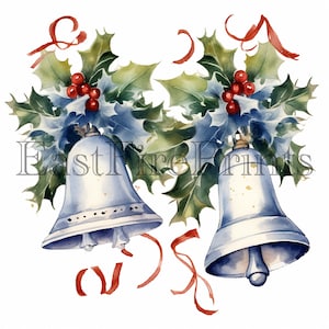 Watercolor Christmas Bells Clipart PNG Files, High Quality Xmas Clip ...