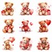 Valentine Teddy Bear PNG Watercolor Clipart Love Wall Art - Etsy