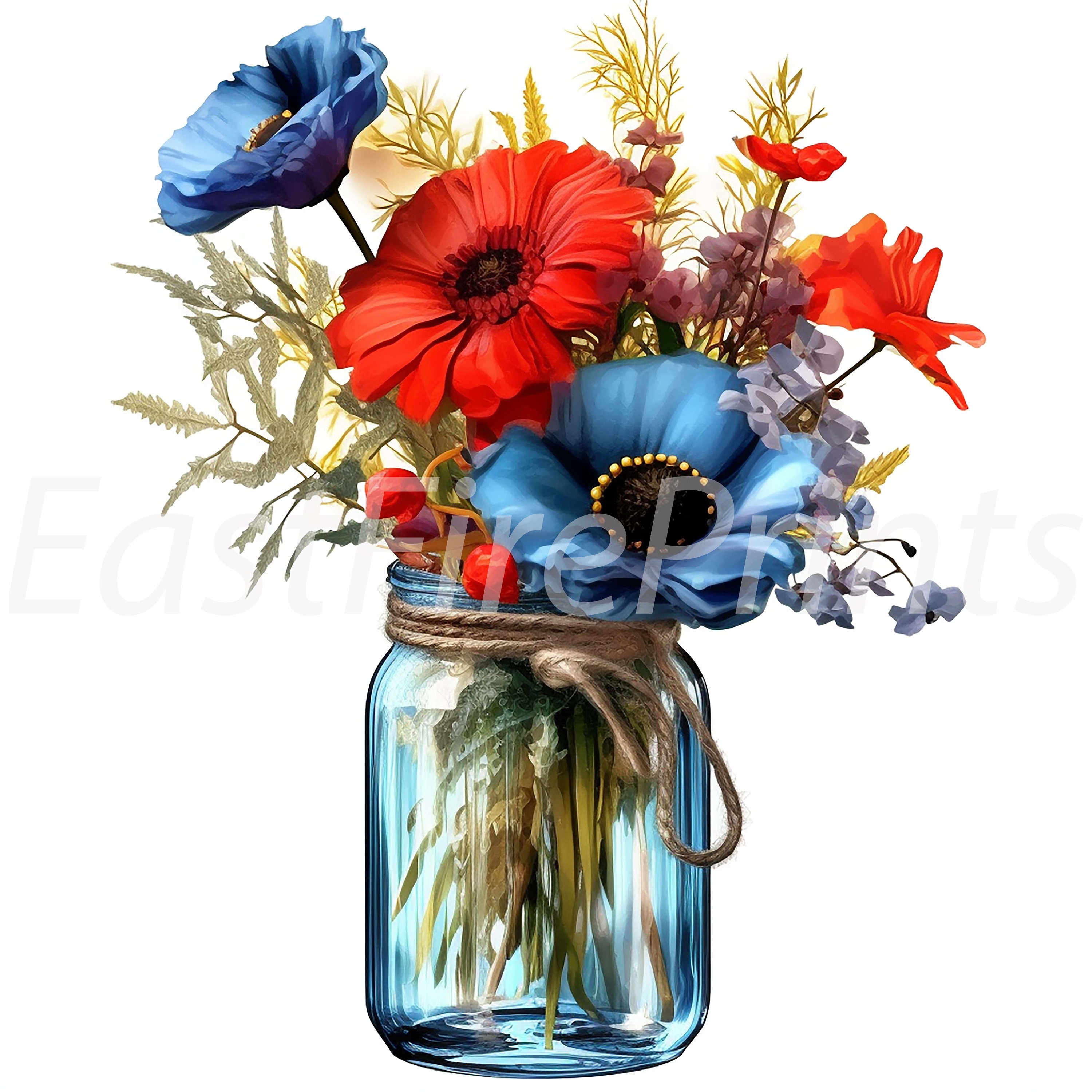 Watercolor 4th of July Floral Clipart Patriotic Floral - Etsy
