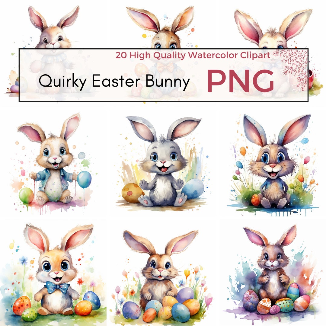 Quirky Easter Bunny Clipart, High Quality PNG, Easter Clipart, Bunny ...
