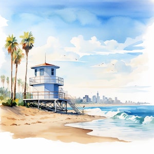 Watercolor Los Angeles California Clipart, City Clipart Jpg LA Clipart ...