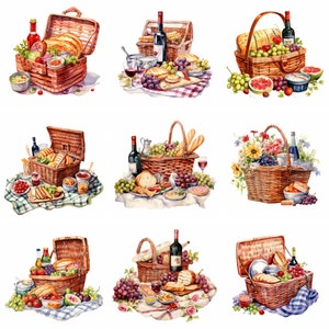 Watercolor Picnic Clipart, Picnic Illustrations Food Clipart Summer ...