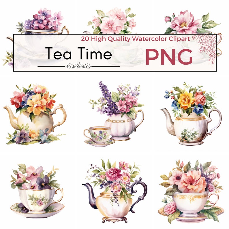 20 Watercolor Tea Time Clipart PNG Tea Party Vintage - Etsy 20 Watercolor Tea Time Clipart PNG Tea Party Vintage - Etsy
