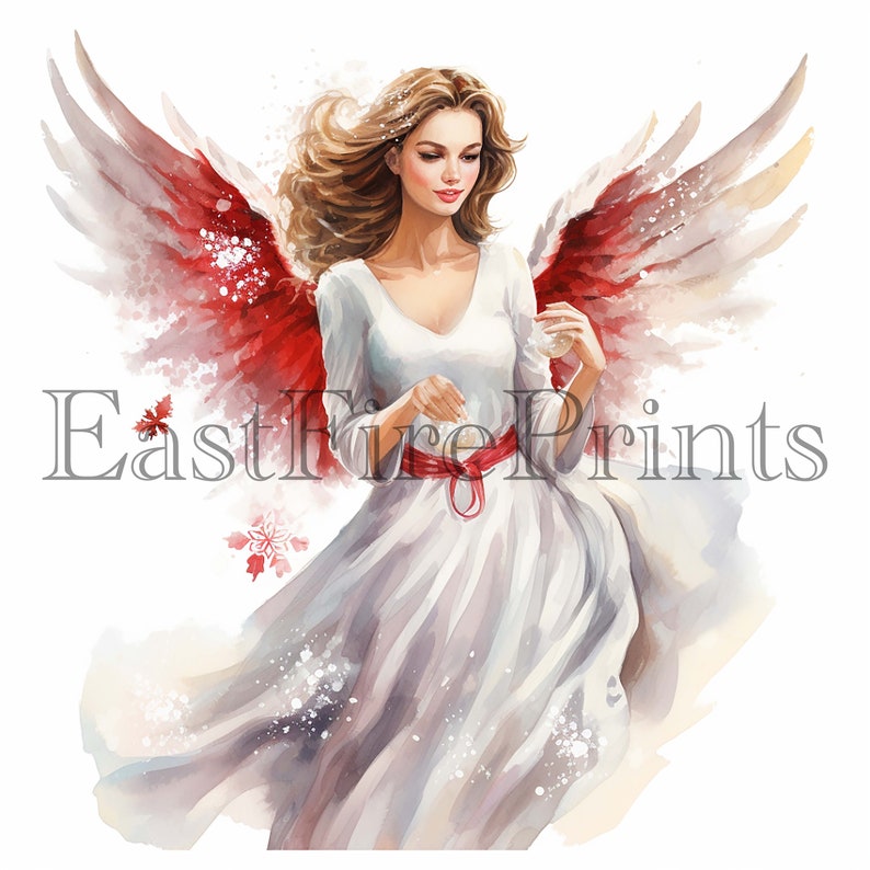Watercolor Christmas Angel Clipart PNG Files Xmas Clip Art - Etsy