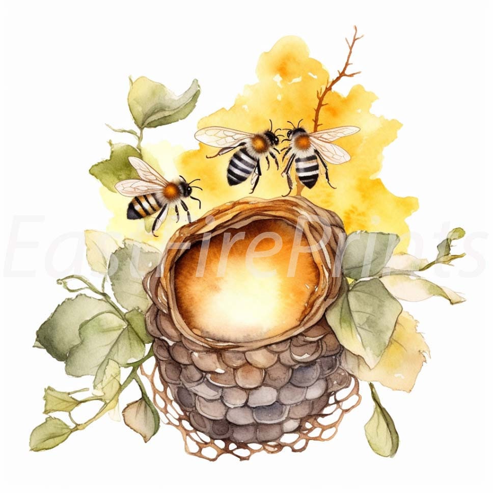 20 Watercolor Honeybee Clipart Bundle Bee Illustrations - Etsy