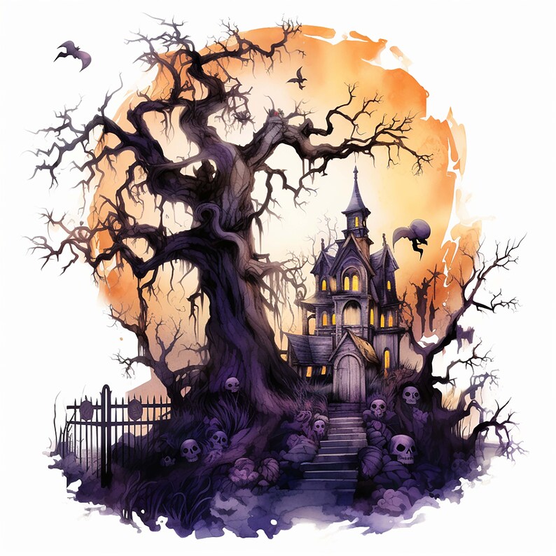 Haunted Tree Clipart High Quality Png Halloween Clipart - Etsy