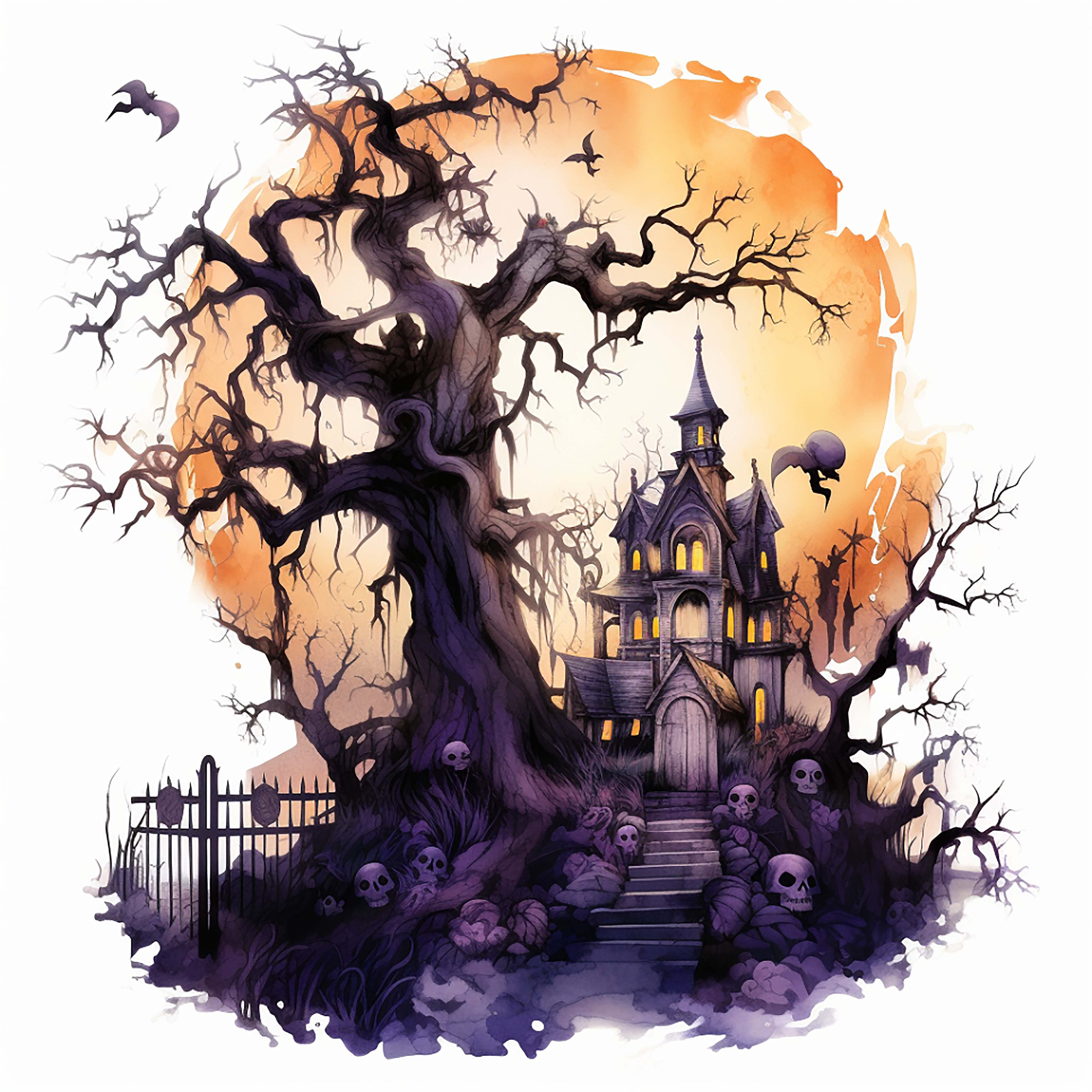 Haunted Tree Clipart High Quality Png Halloween Clipart - Etsy
