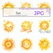Watercolor Sun Clipart, Cute Clipart Nursery Graphics Sun Sublimation ...