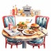 Watercolor Diner Scene Clipart, Retro Clipart, Vintage Diner Clipart ...