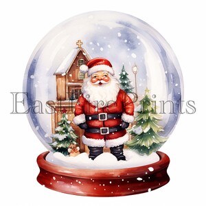 20 Christmas Santa Snow Globe Clipart, Watercolor Clip Art, Winter ...