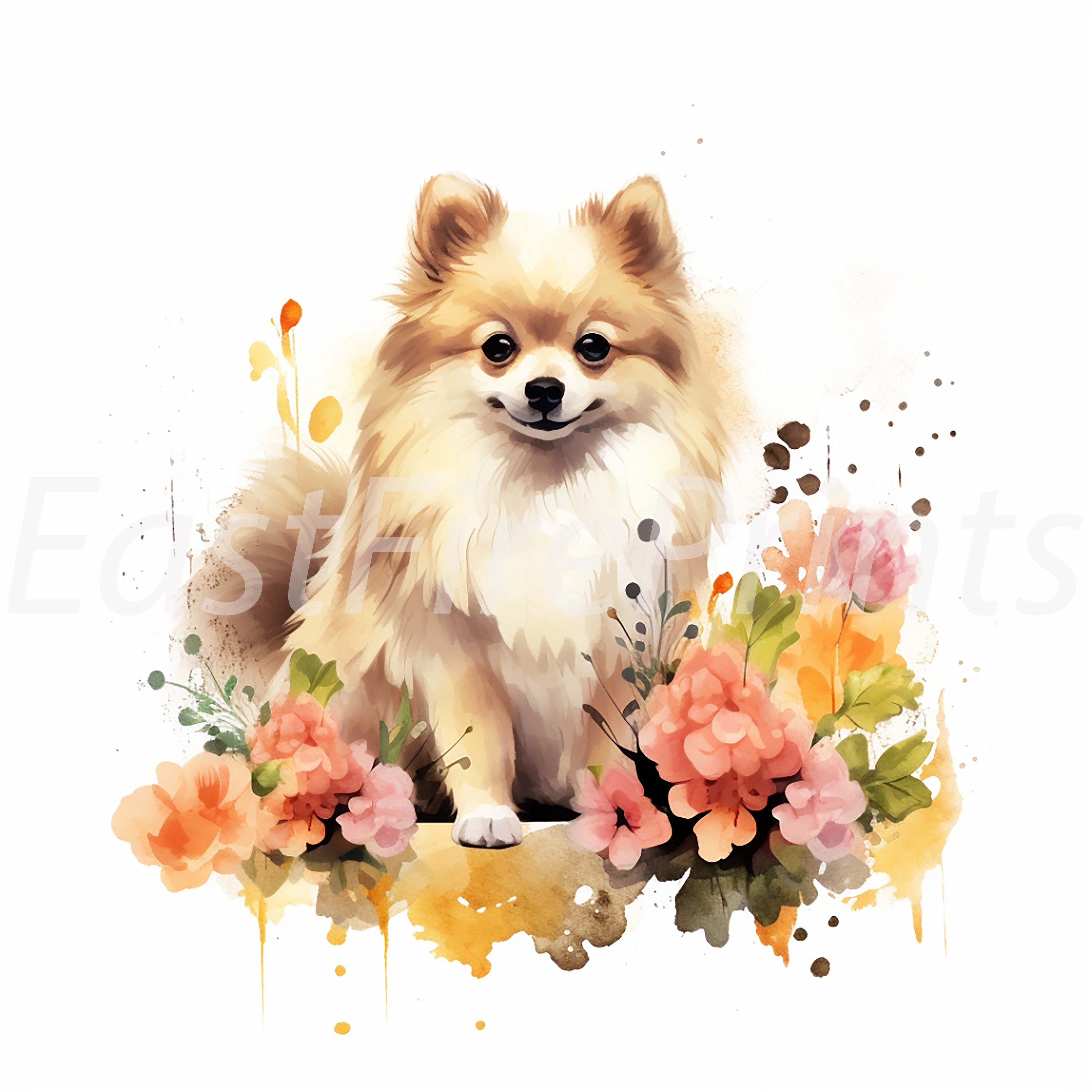 Set of 10 Pomeranian Clipart Dog Illustrations Card - Etsy