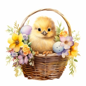 Watercolor Easter Egg Basket Clipart, High Quality JPG, Easter Clipart ...