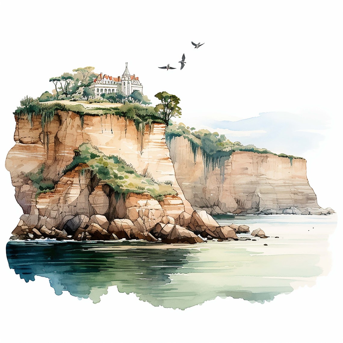 Coastal Cliff Clipart High Quality Png Scenic Clipart - Etsy