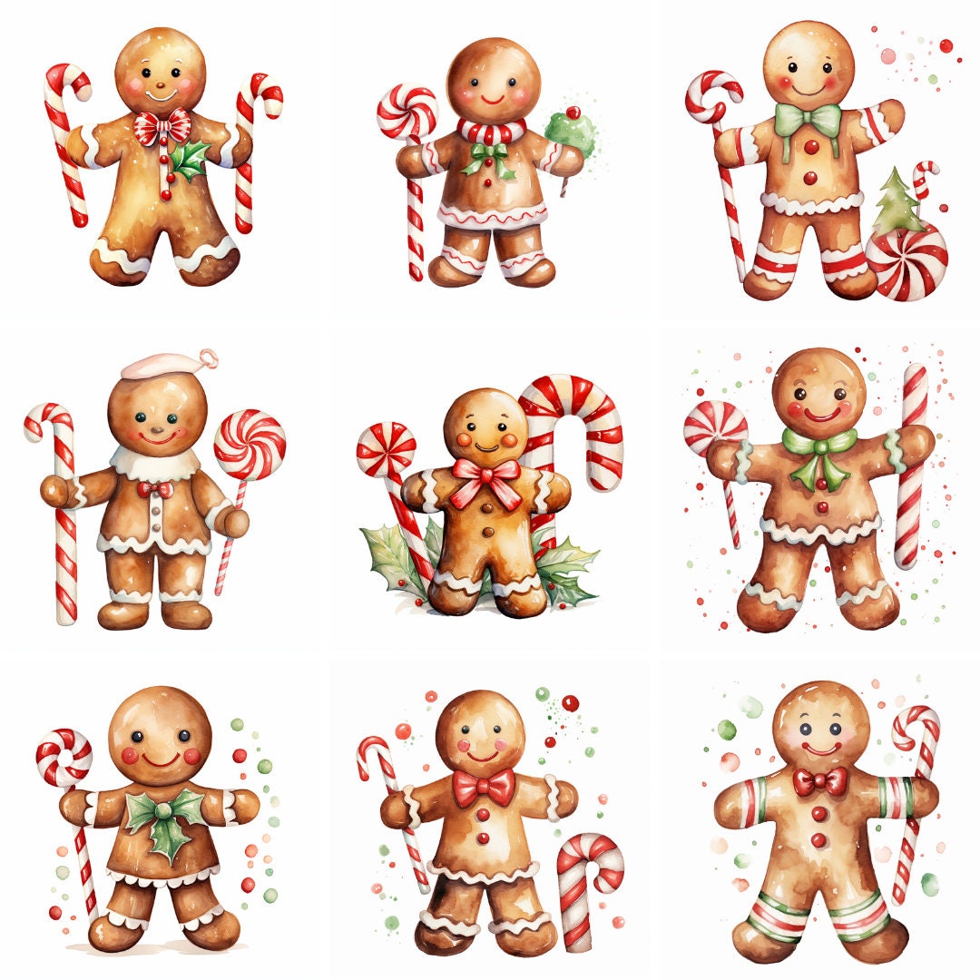 Gingerbread Man Clipart High Quality PNG Christmas Clipart - Etsy