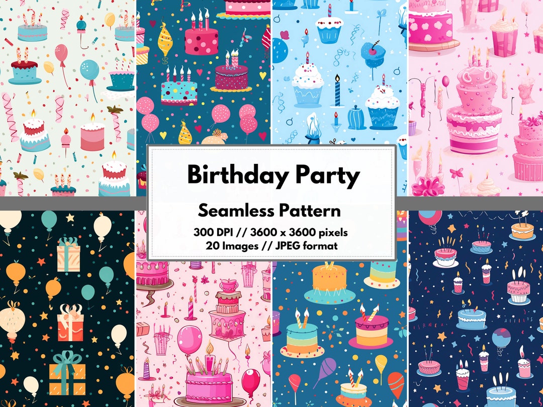 Birthday Party Digital Paper, High Quality JPG, Birthday Paper, Party ...
