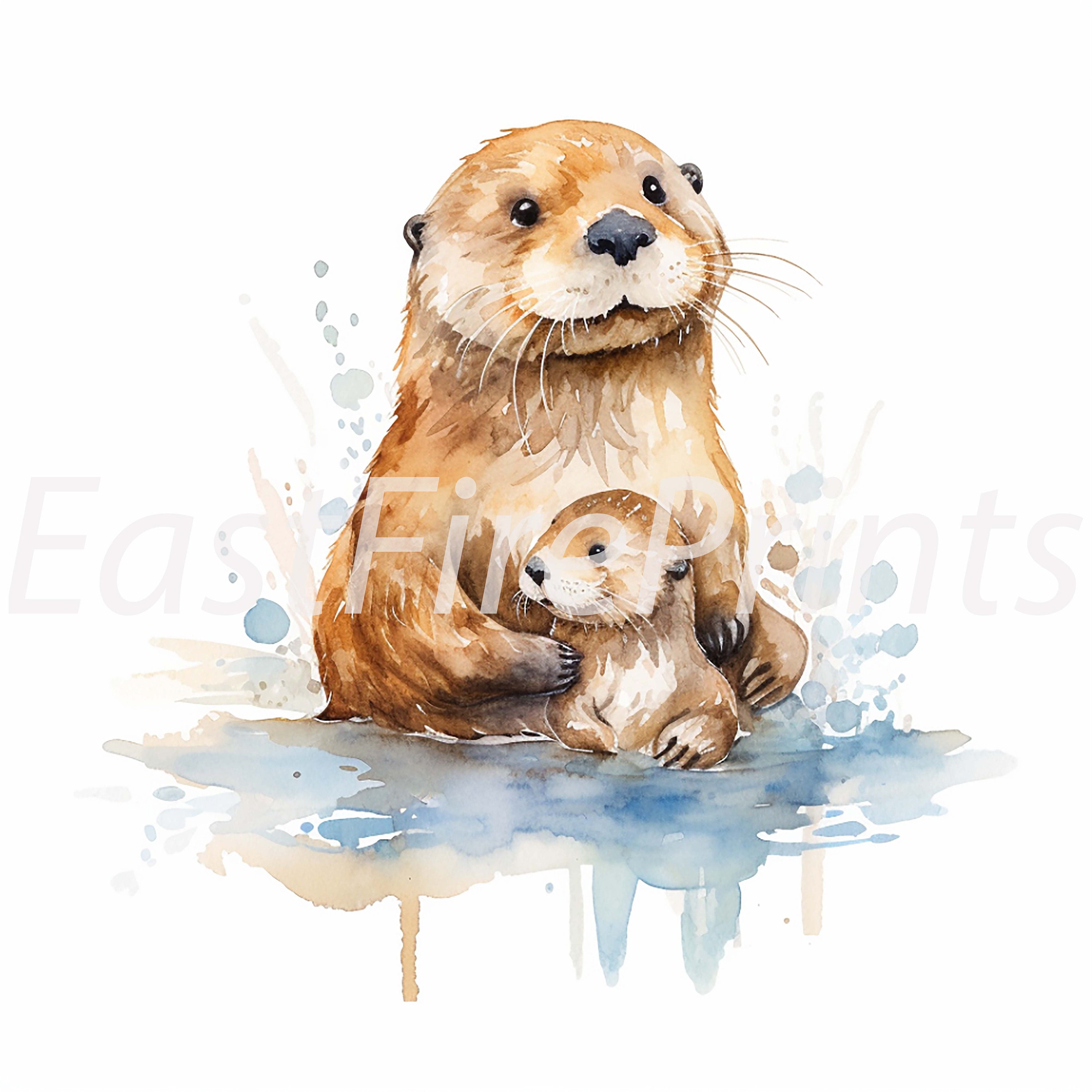 20 Watercolor Sea Otter Clipart Set Wildlife Clipart - Etsy
