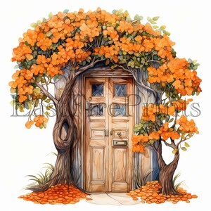 Autumn Orange Door Clipart, Halloween Png, Autumn Clipart, Pumpkin ...
