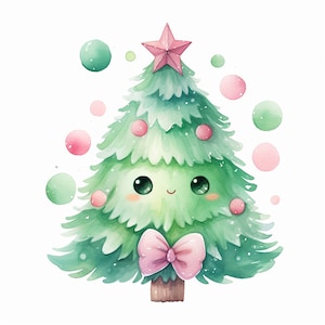 Pastel Christmas Tree Clipart, High Quality PNG Cute Christmas ...