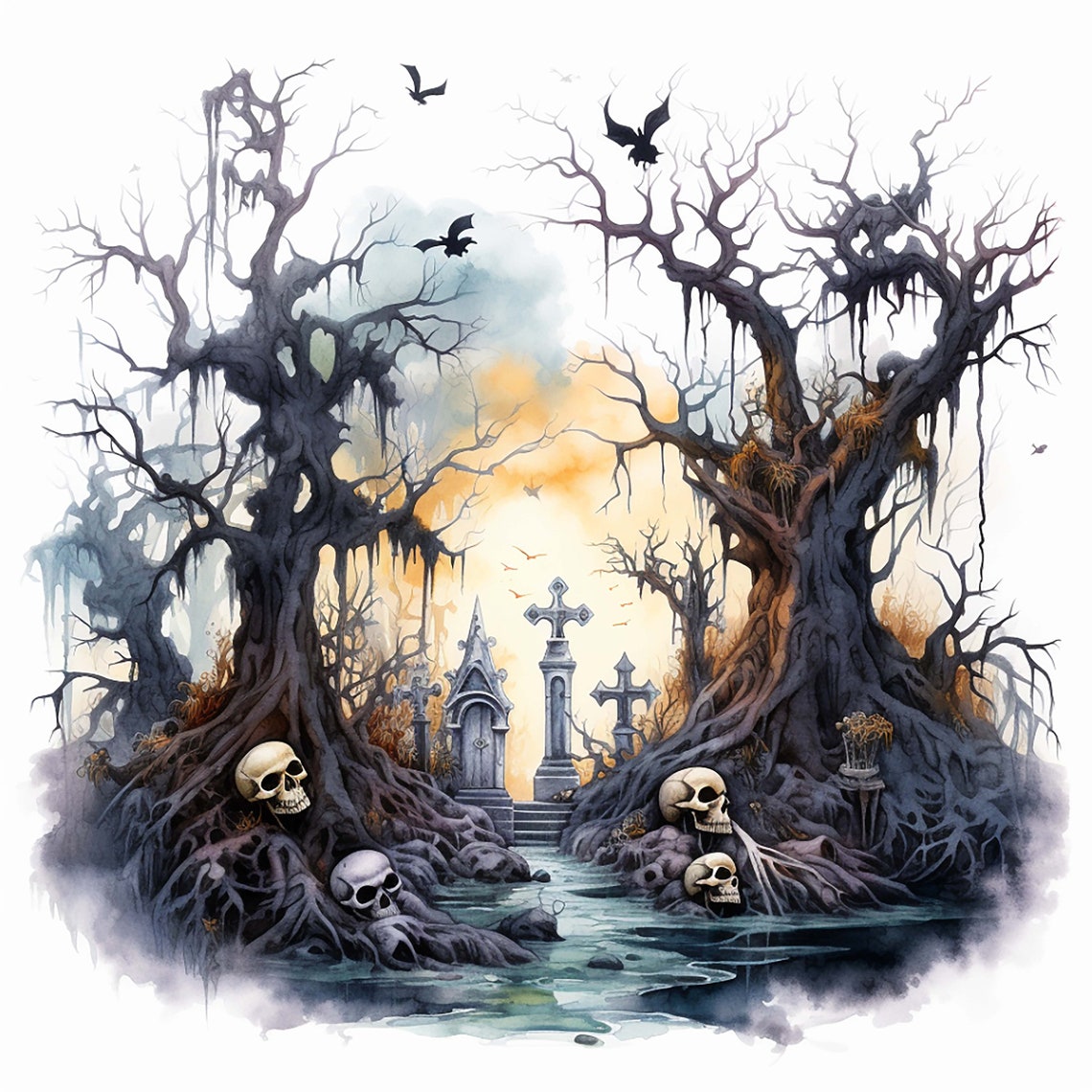 Haunted Tree Clipart High Quality Png Halloween Clipart - Etsy