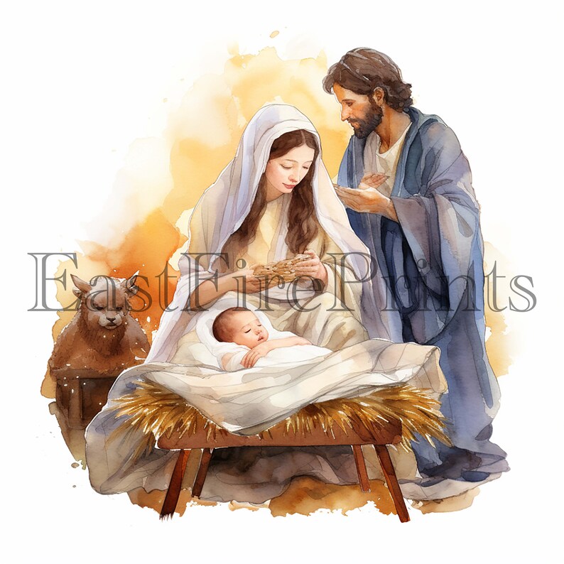 20 Nativity Scene Watercolor Clipart Christmas Clip Art - Etsy