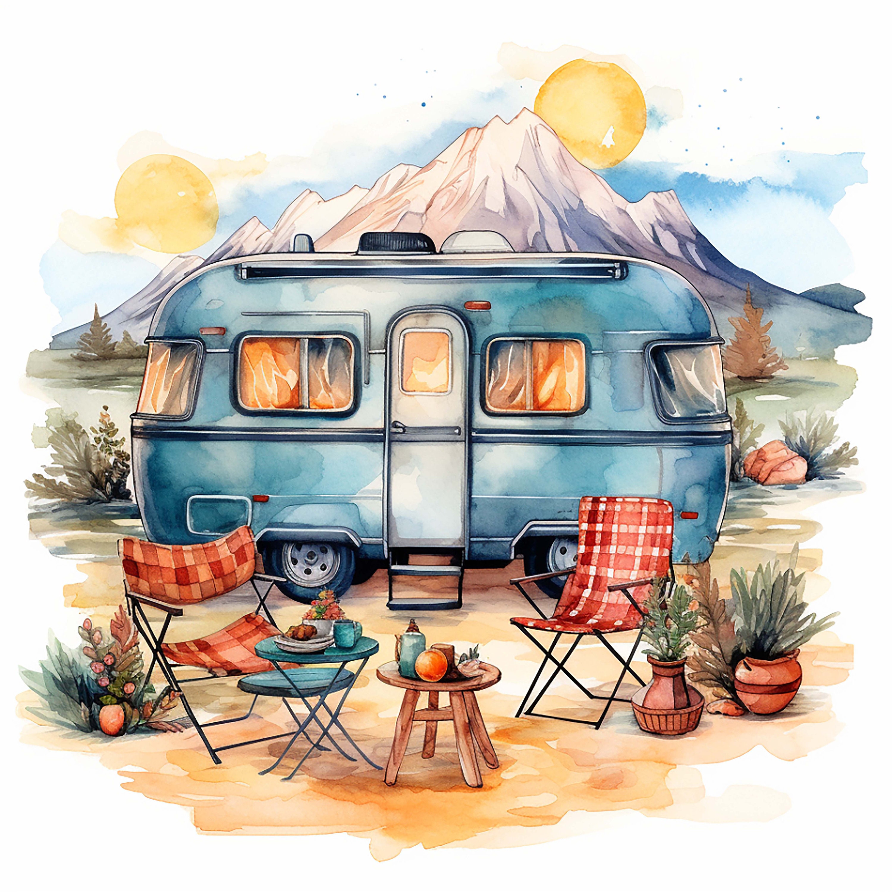 Adventure Camper Clipart High Quality Png Vacation Clipart - Etsy