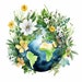 Floral Earth Clipart High Quality Png Planet Earth Day - Etsy