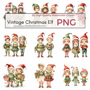 Vintage Christmas Elves Clipart, High Quality PNG, Vintage Holiday ...