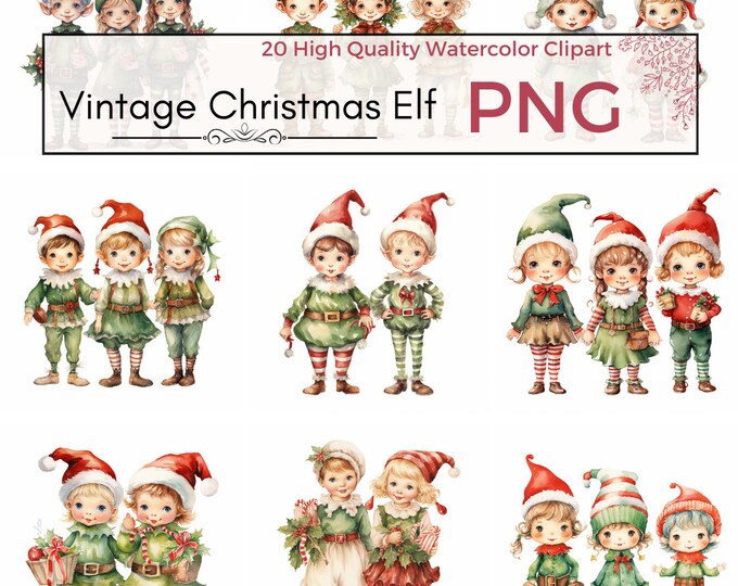 Vintage Christmas Elves Clipart, High Quality PNG, Vintage Holiday ...