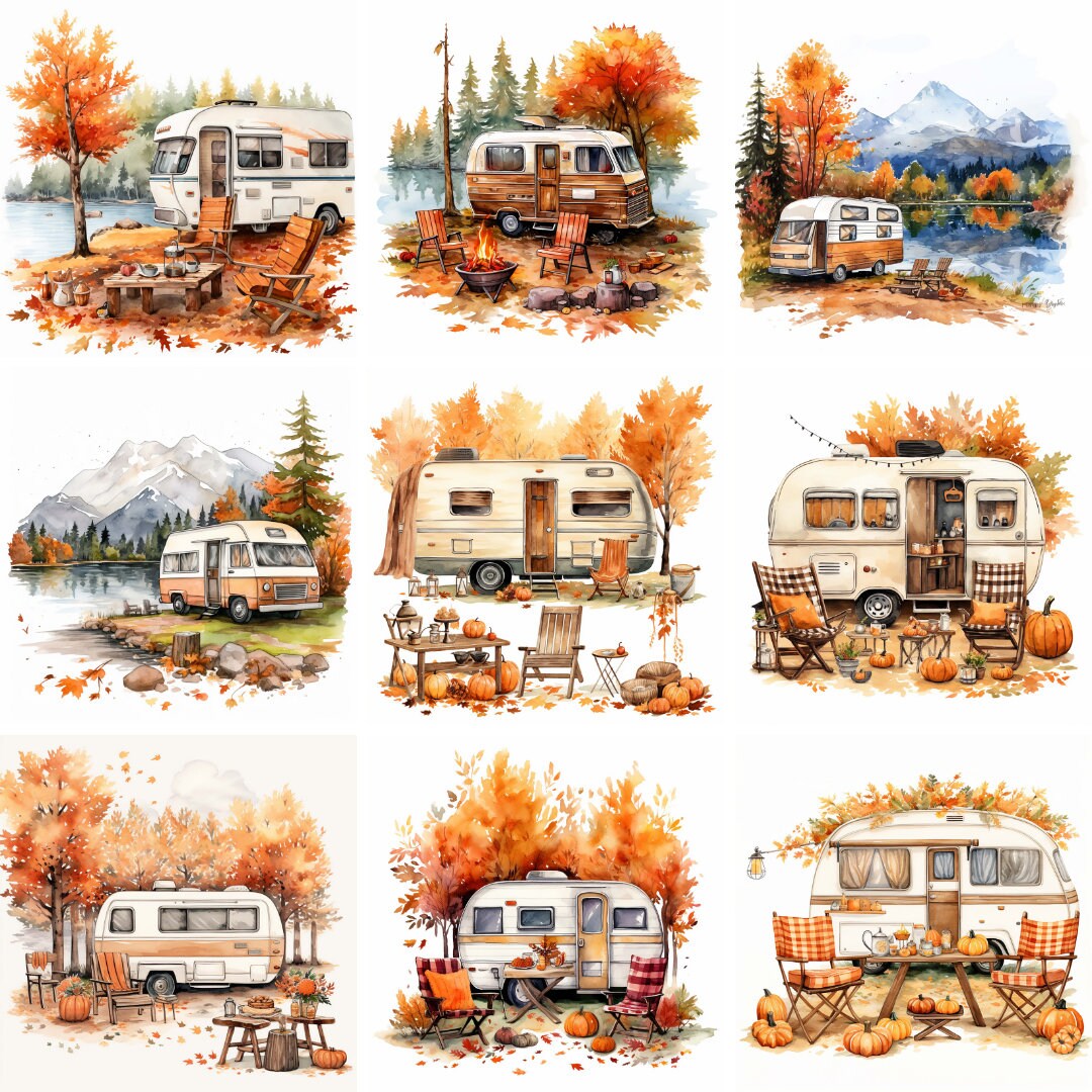 Autumn Campers Clipart Autumn Png Fall Clipart Camping - Etsy