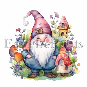 20 Watercolor Garden Gnome Clipart, PNG | Fantasy, Floral, Spring ...