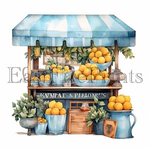 Watercolor Blue Lemonade Stand Clipart PNG Files, High Quality Food ...