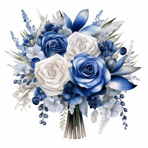 Royal Blue and Silver Floral Clipart, High Quality PNG, Spring Rustic ...