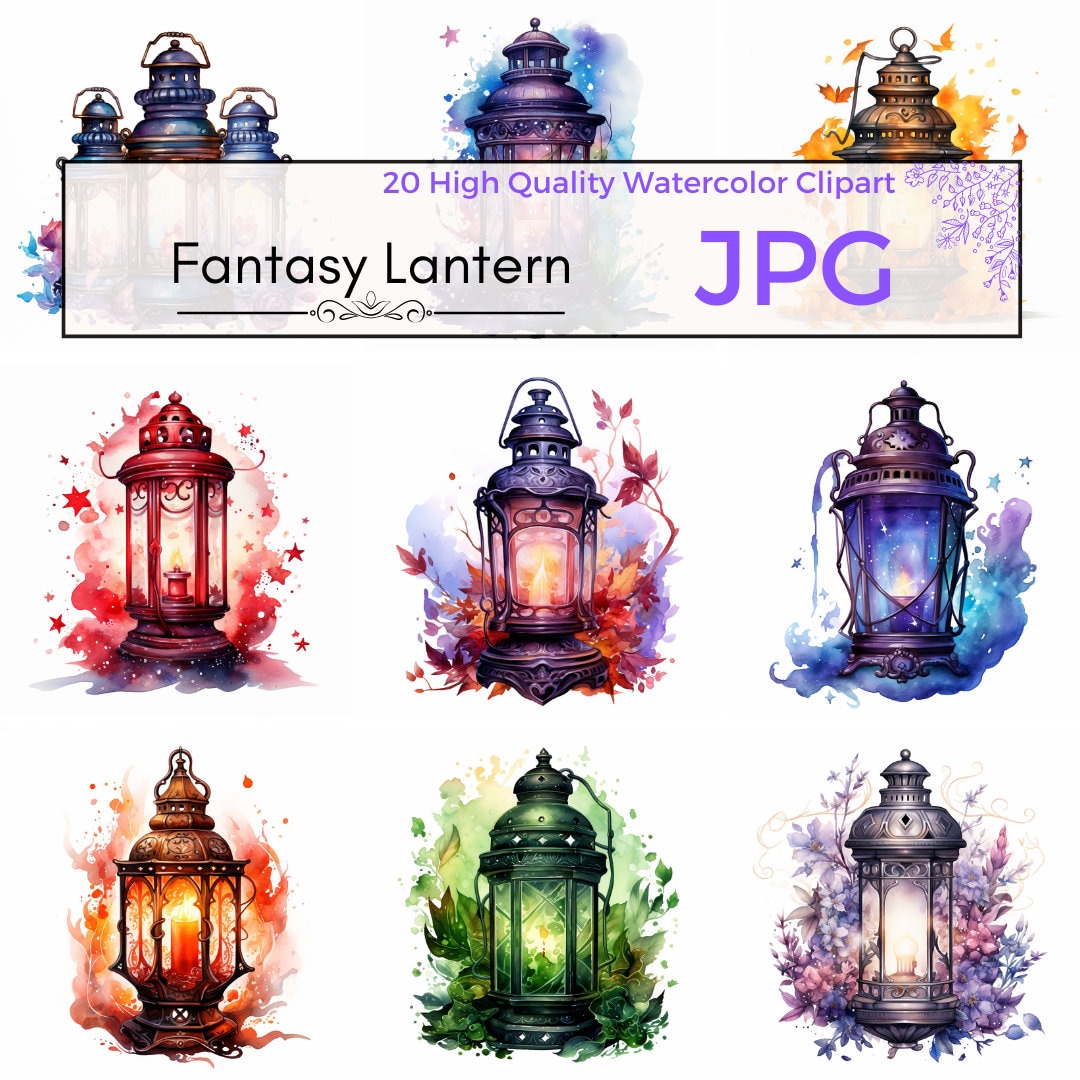 Watercolor Fantasy Lantern Clipart, Fantasy Art, Lantern Jpg, Mystical ...