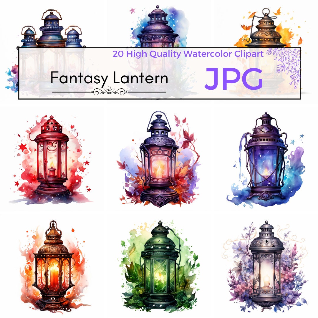 Watercolor Fantasy Lantern Clipart Fantasy Art Lantern Jpg - Etsy