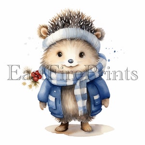 Watercolor Christmas Baby Hedgehog Clipart, High Quality Png, Winter ...