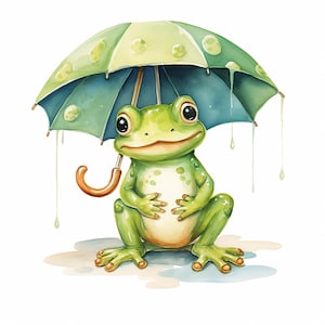 Cute Frog Holding Umbrella Clipart, High Quality PNG, Frog Clipart ...