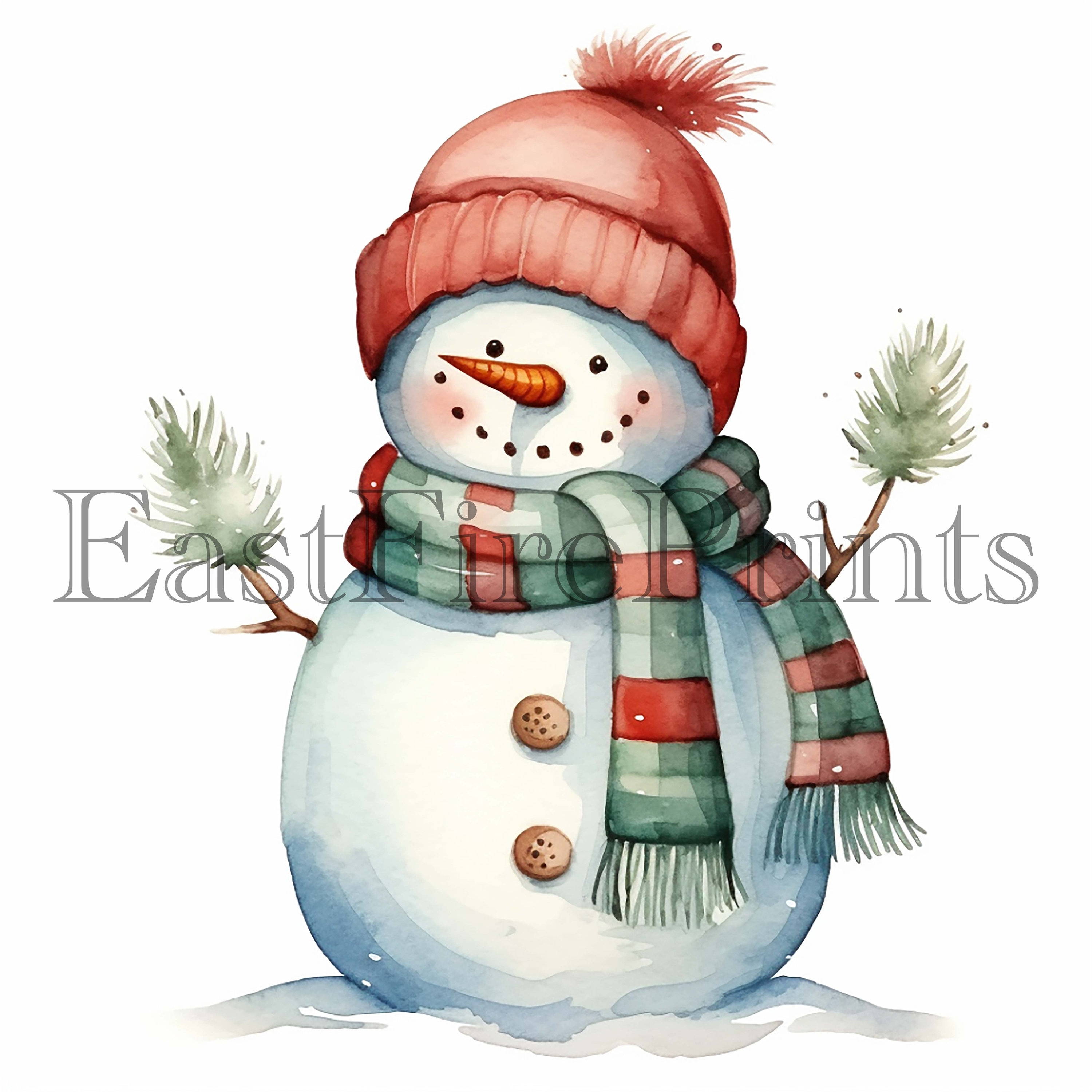 Watercolor Snowman Clipart PNG Files Christmas Clip Art - Etsy