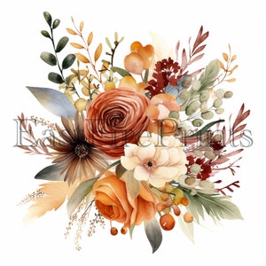 Watercolor Autumn Floral Clipart, High Quality Png, Autumn Bouquets ...