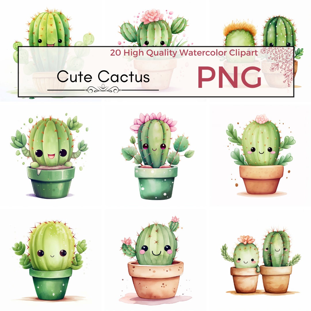 Cute Cactus Clipart, High Quality Png Nursery Decor Kawaii Clipart Cute ...
