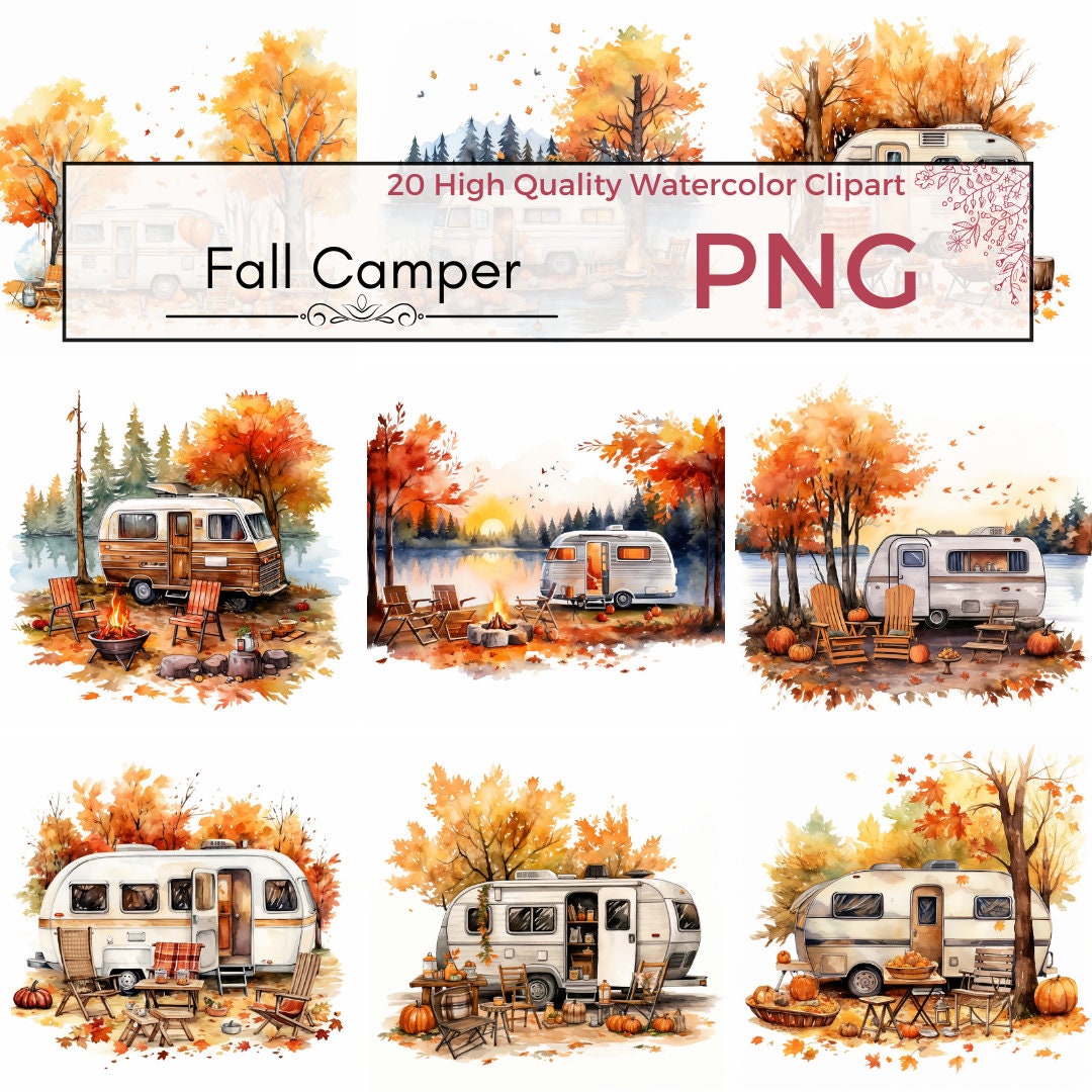 Autumn Campers Clipart, Autumn Png, Fall Clipart, Camping Clipart ...